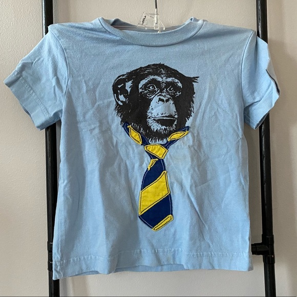 Mini Boden | Shirts & Tops | Printed Monkey Tshirt With Appliqu Striped ...